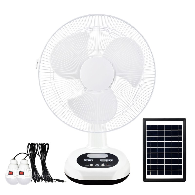 12INCH Solar desk fan with two bulbs - 蚂蚁电商